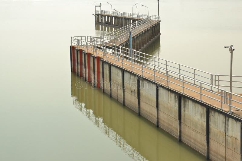 Bridge Road on Dam Wall in River Stock Image - Image of nature ...