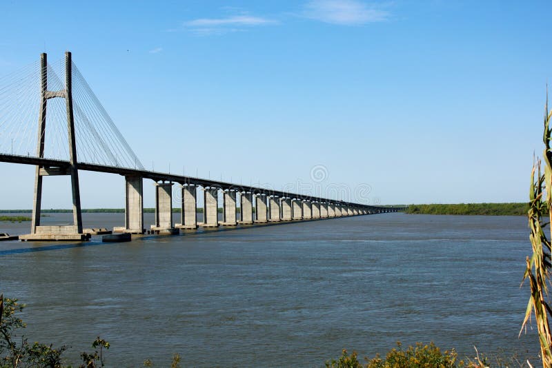 Rosario-Victoria bridge stock image. Image of cables - 17206327