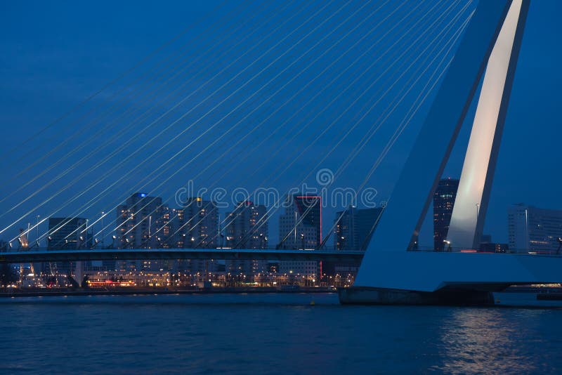 Bridge of Rotterdam at Night, the Netherlands Editorial Image - Image ...