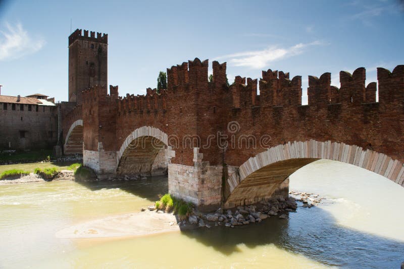 Bridge of the scaligeri editorial stock photo. Image of castelvecchio ...