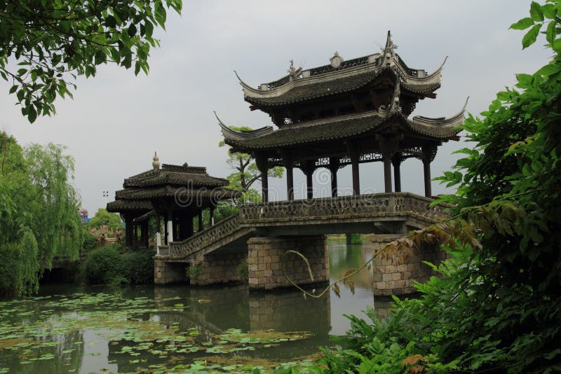 Bridge in Shanghai Water Park Stock Image - Image of shanghai, lamp ...