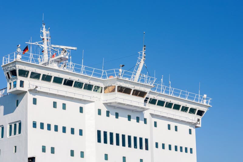 Bridge on a Ship and a Blue Sky Stock Photo - Image of transport ...