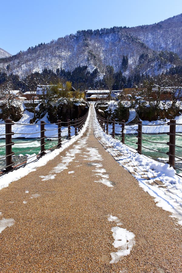 Bridge at Shirakawago stock image. Image of residential - 24834703