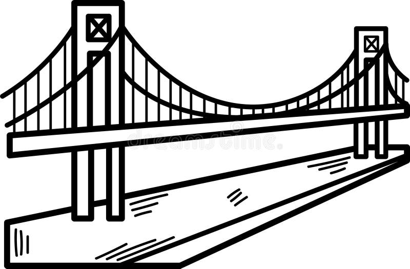 A Bridge is Shown in Black and White Stock Vector - Illustration of ...