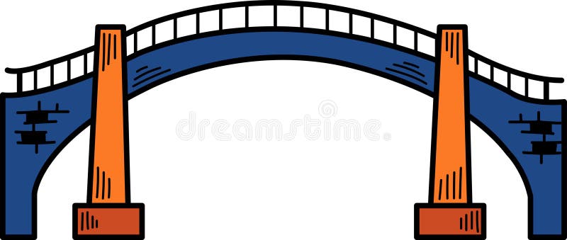 A Bridge is Shown in Black and White Stock Vector - Illustration of ...