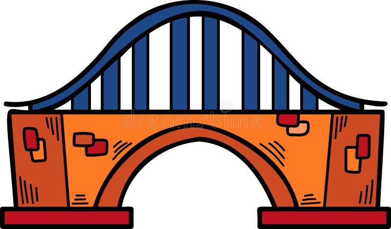 A Bridge is Shown in Black and White Stock Vector - Illustration of ...