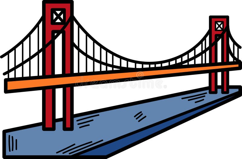 A Bridge is Shown in Black and White Stock Vector - Illustration of ...