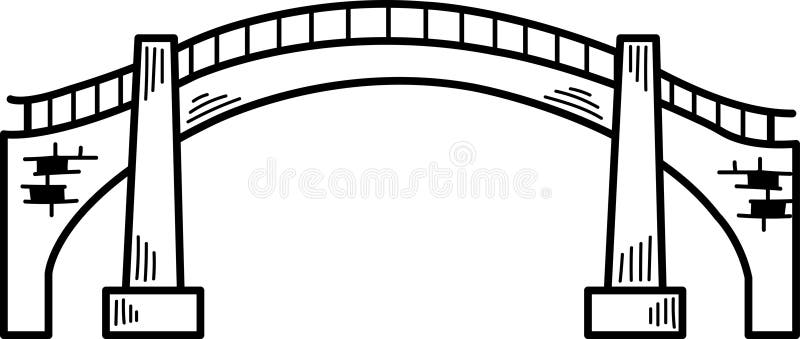 A Bridge is Shown in Black and White Stock Vector - Illustration of ...