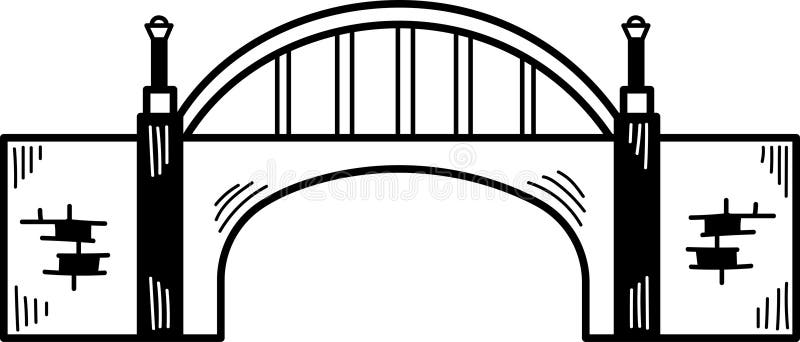 A Bridge is Shown in Black and White Stock Vector - Illustration of ...