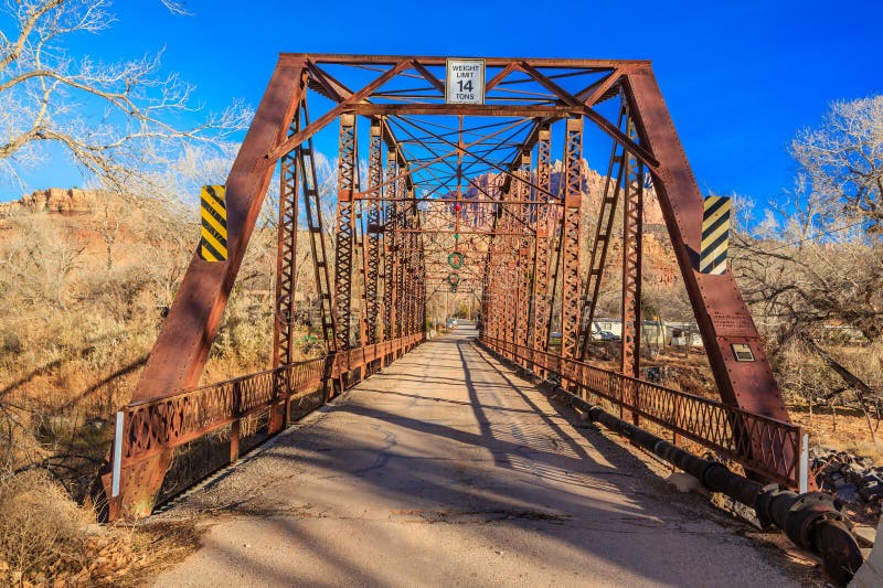 A Bridge with a Sign that Says 14 on it Stock Photo - Image of iron ...