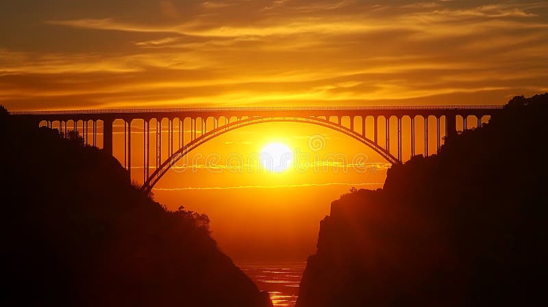 Bridge Silhouette Outlined Against Setting Sun Stock Photos - Free ...