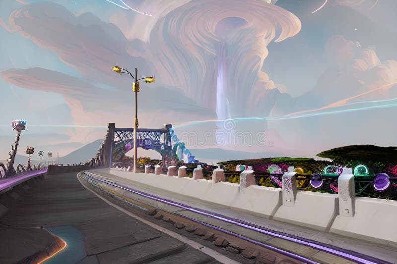 Bridge art and sky stock illustration. Illustration of bridge - 272870468