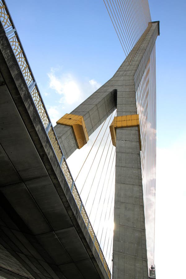 Bridge Posts with Wire Rope Pulling Brace Stock Image - Image of ...