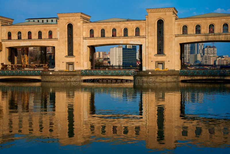 Bridge with Sluice Gate on the River. Old Industry Architecture Stock ...