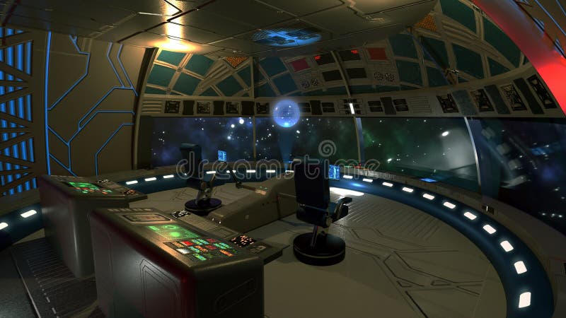 Bridge of a spaceship stock illustration. Illustration of fiction ...