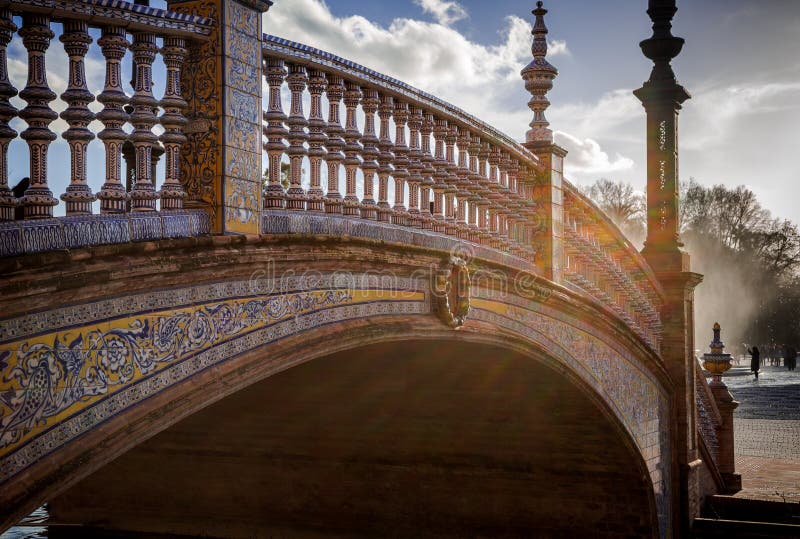 Bridge on the Spanish Square, Sevilla, Spain Stock Photo - Image of ...