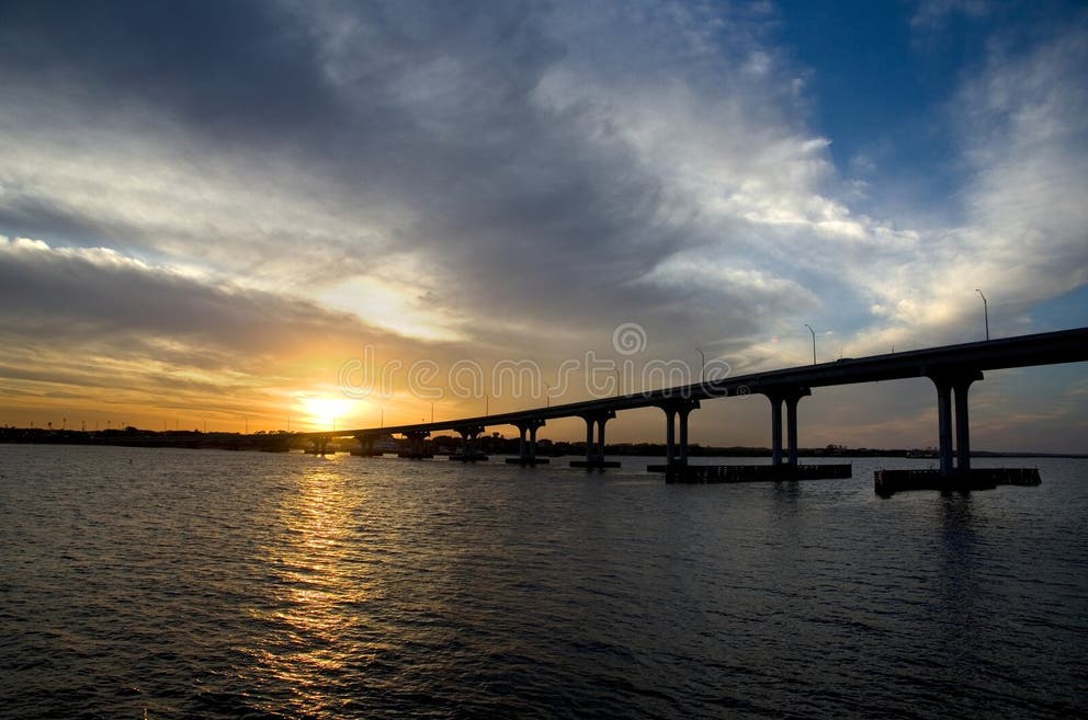 Bridge between St.Augustine and Vilano Beach Florida at Sunset Stock Image - Image of cloudy ...