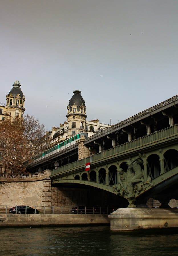 Bridge with Status Over Senna River Paris Editorial Stock Image - Image ...