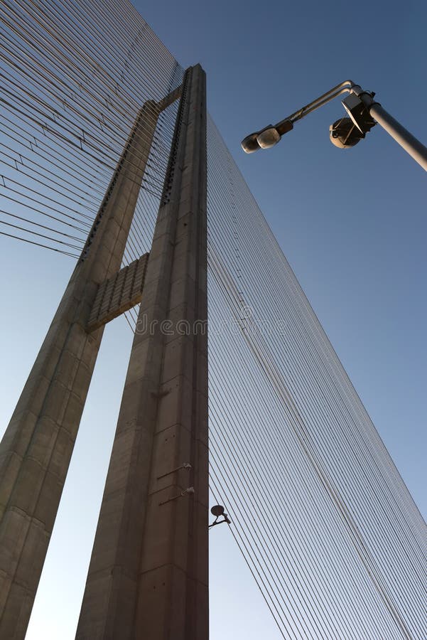 Bridge Steel Ropes Constructions on Sky Background Stock Image - Image ...