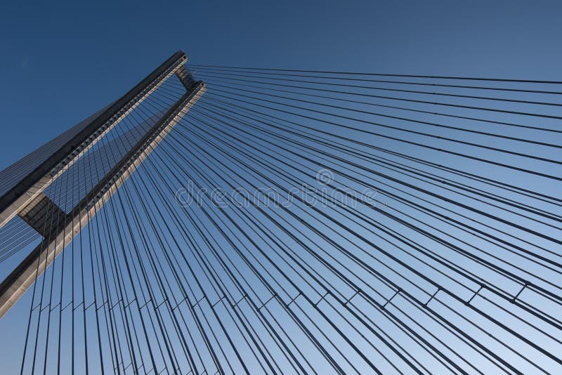 Bridge, Steel Ropes Modern Construction Stock Image - Image of rope ...