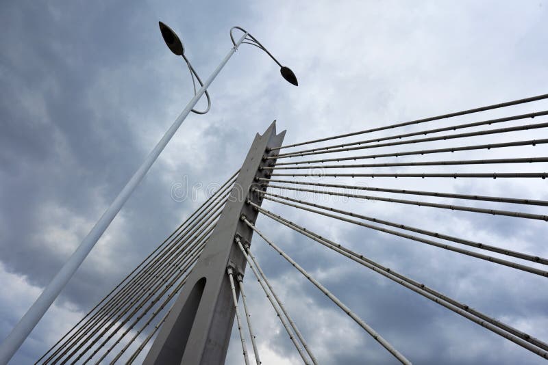 Bridge with Steel Tension Cables Stock Image - Image of landmark ...