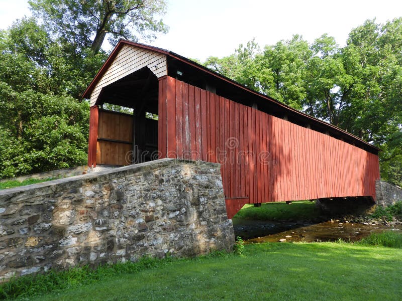 1859 Bridge with Stone Support Entry Poole Forge Pa Stock Image - Image ...