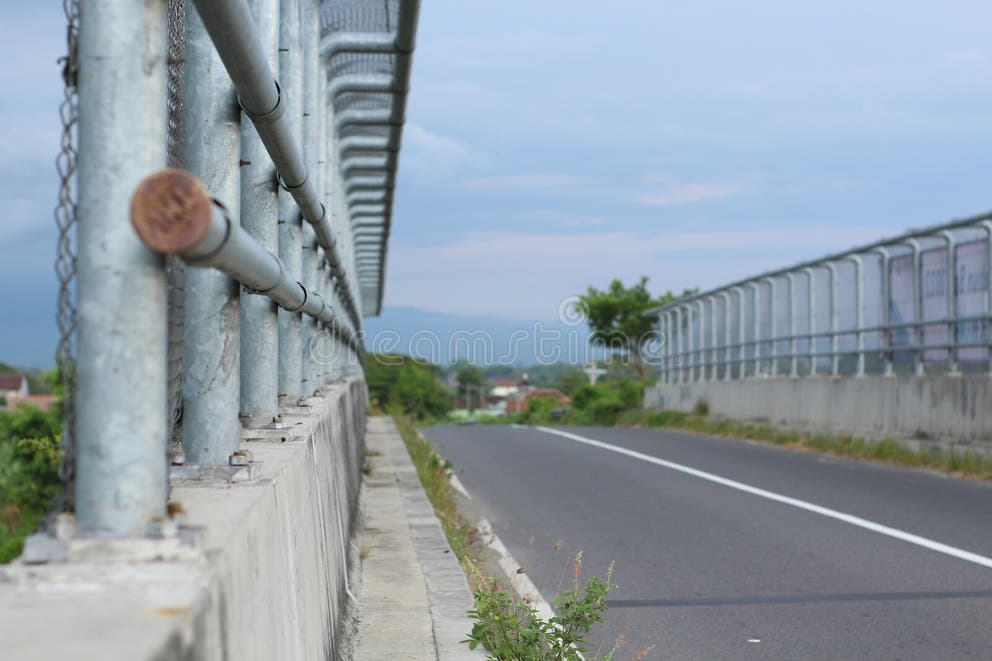 Bridge of Street with Siderail Stock Image - Image of walkway, track ...