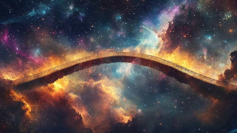 Bridge Stretching Across the Stars, Surrounded by Galaxies Stock ...