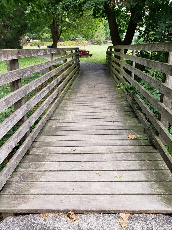 A Bridge Stretching Over a Stream at a Park Stock Image - Image of ...