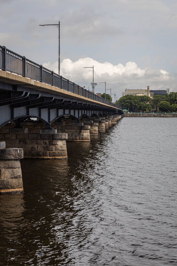 Bridge Structure on the Charles River with Cambridge Stock Image ...