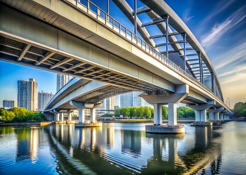 Bridge Structure of Modern Urban Architecture Stock Illustration ...