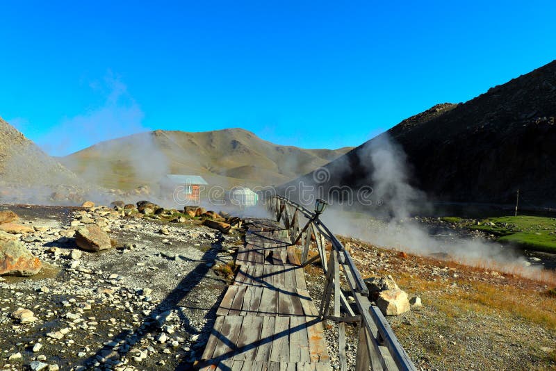 A Bridge at a Sulfur Spring Stock Image - Image of camp, landscape ...