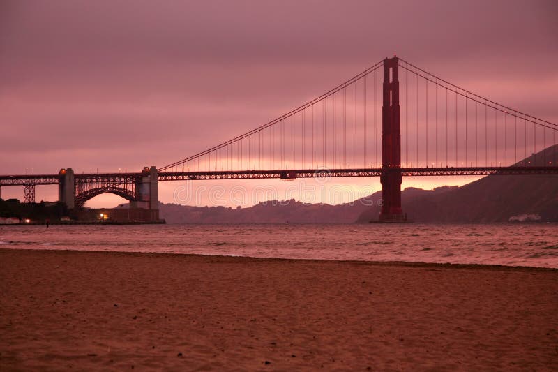 Bridge at sunset stock photo. Image of pylons, straight - 1219198