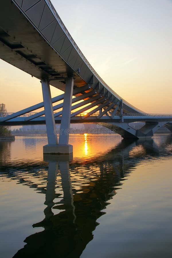 Bridge and sunset stock photo. Image of dusk, stayed - 22097822