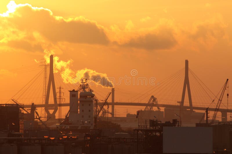 Bridge sunset stock image. Image of germany, harbor, harbour - 27837553