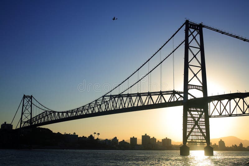 Bridge at Sunset stock image. Image of water, metal, hercilio - 9786107