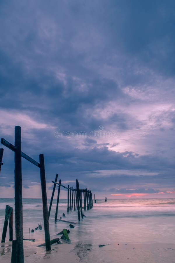 Bridge and Sunset at the Beach Stock Image - Image of holiday, travel ...