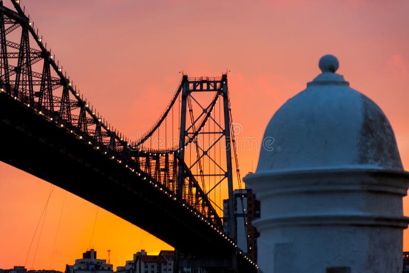 Bridge in sunset stock image. Image of black, coast - 109544675