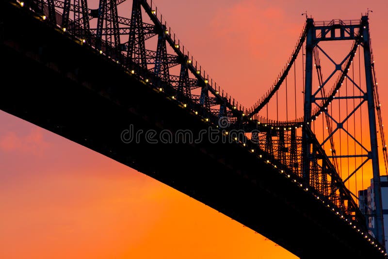 Bridge in sunset stock image. Image of landscape, cable - 109544761