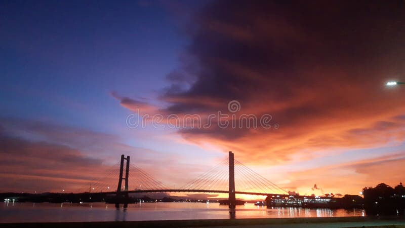 Bridge, Sunset, Sun, City, Cloude, Sky, Sea, Water, Stock Photo - Image ...