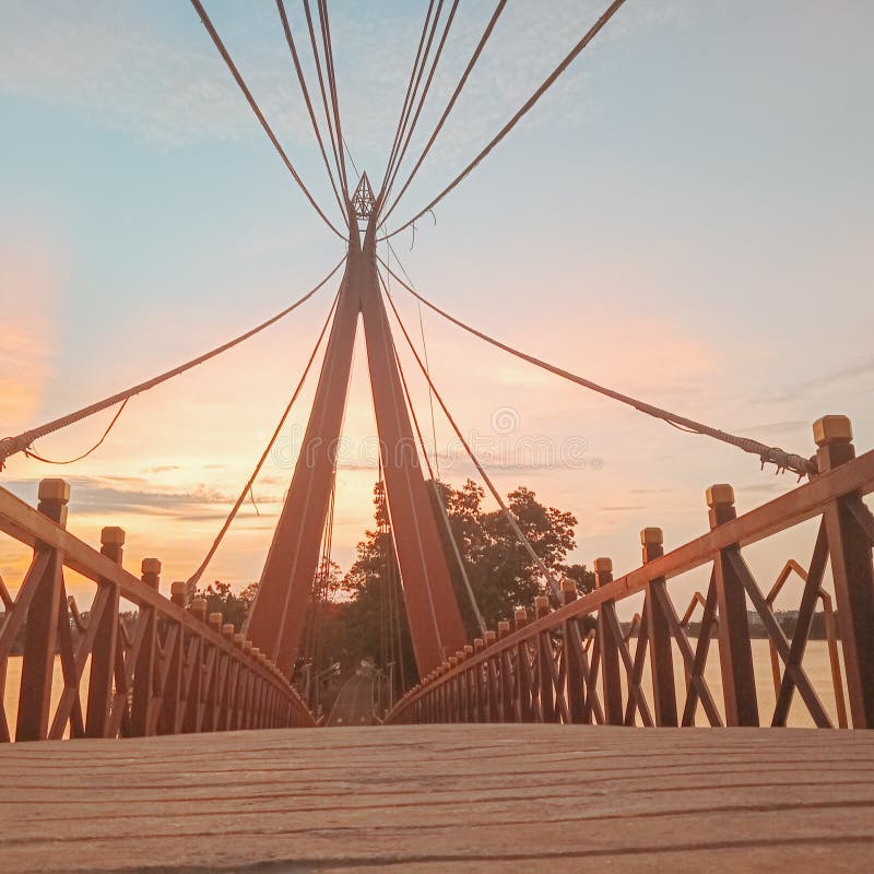 The bridge the sunset stock photo. Image of bridgeriver - 148737524