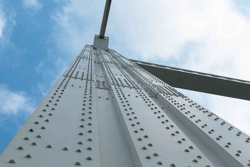 Bridge Support Iron Detail Base Riveted Vertically Against the Sky ...