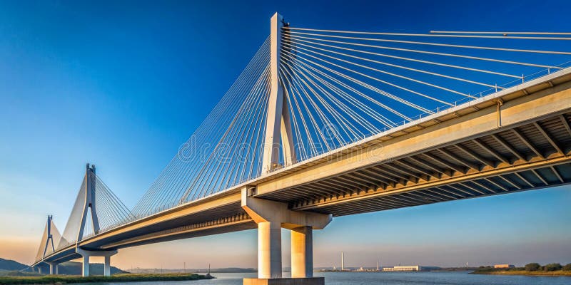 Bridge Support Structure Cables AI-Created Content Stock Image - Image ...