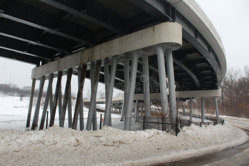 Bridge Supports of Made from Large Steel Pipes Stock Photo - Image of ...