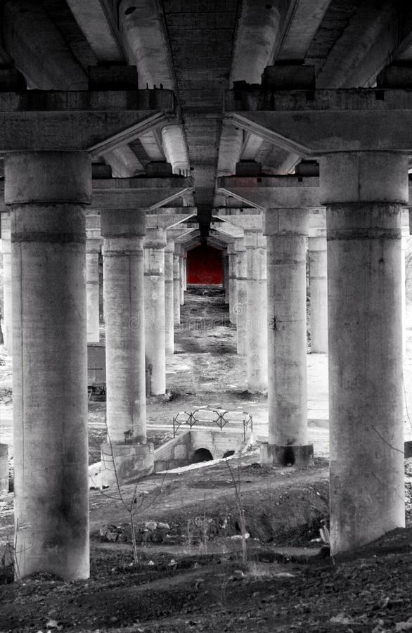 Bridge Symetrical Columns and Concrete Blocks Stock Image - Image of ...
