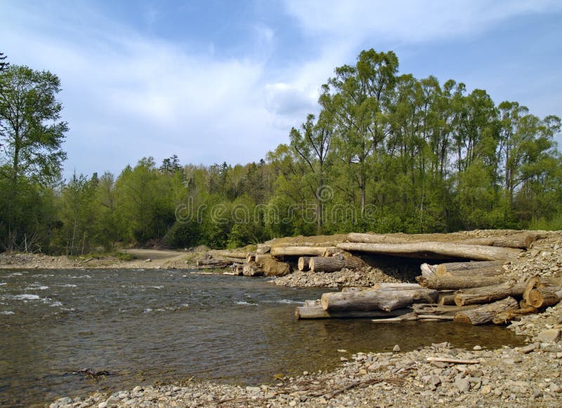 The Bridge through Timber River Stock Photo - Image of wooden, stone ...