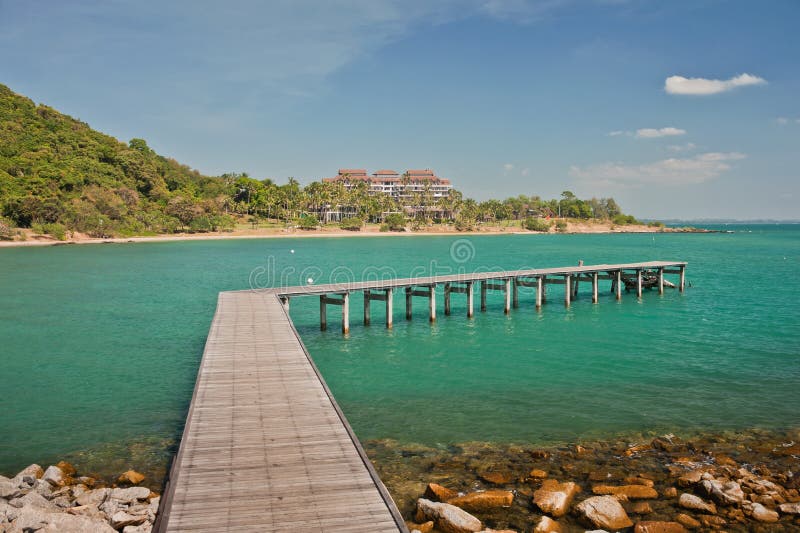 Bridge in to the sea stock image. Image of stone, wood - 22590641