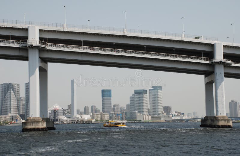 Bridge in Tokyo stock image. Image of grey, boat, skyscraper - 45193933