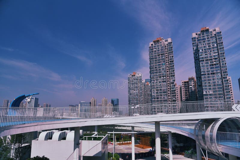 Bridge and skyscrapers stock photo. Image of modern - 257518392