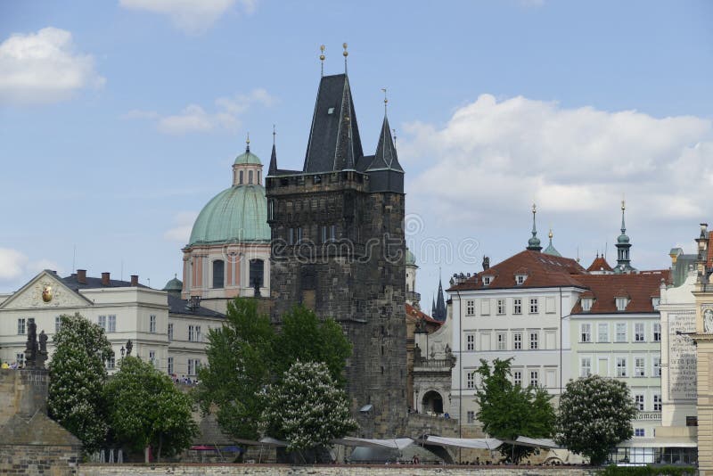 Bridge Tower on Lesser Town in Prague Editorial Photography - Image of ...